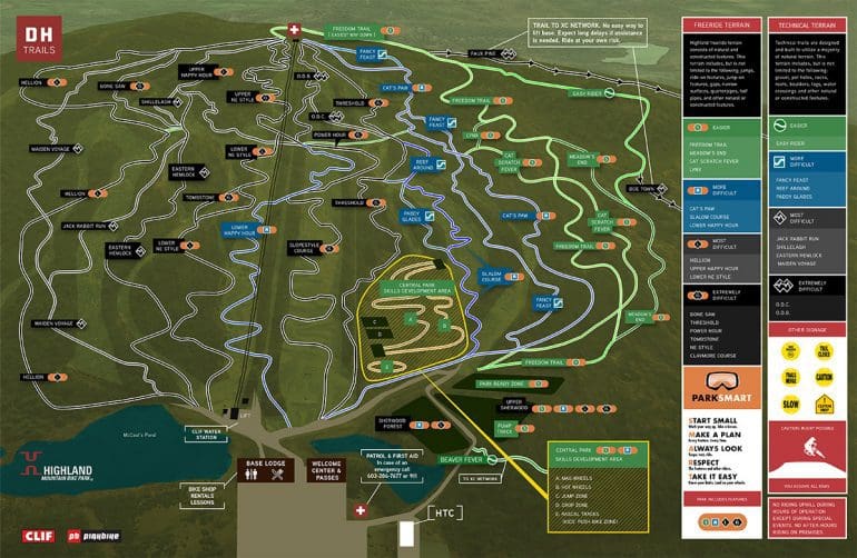 DownHill trails map 2020 | Highland Mountain Bike Park